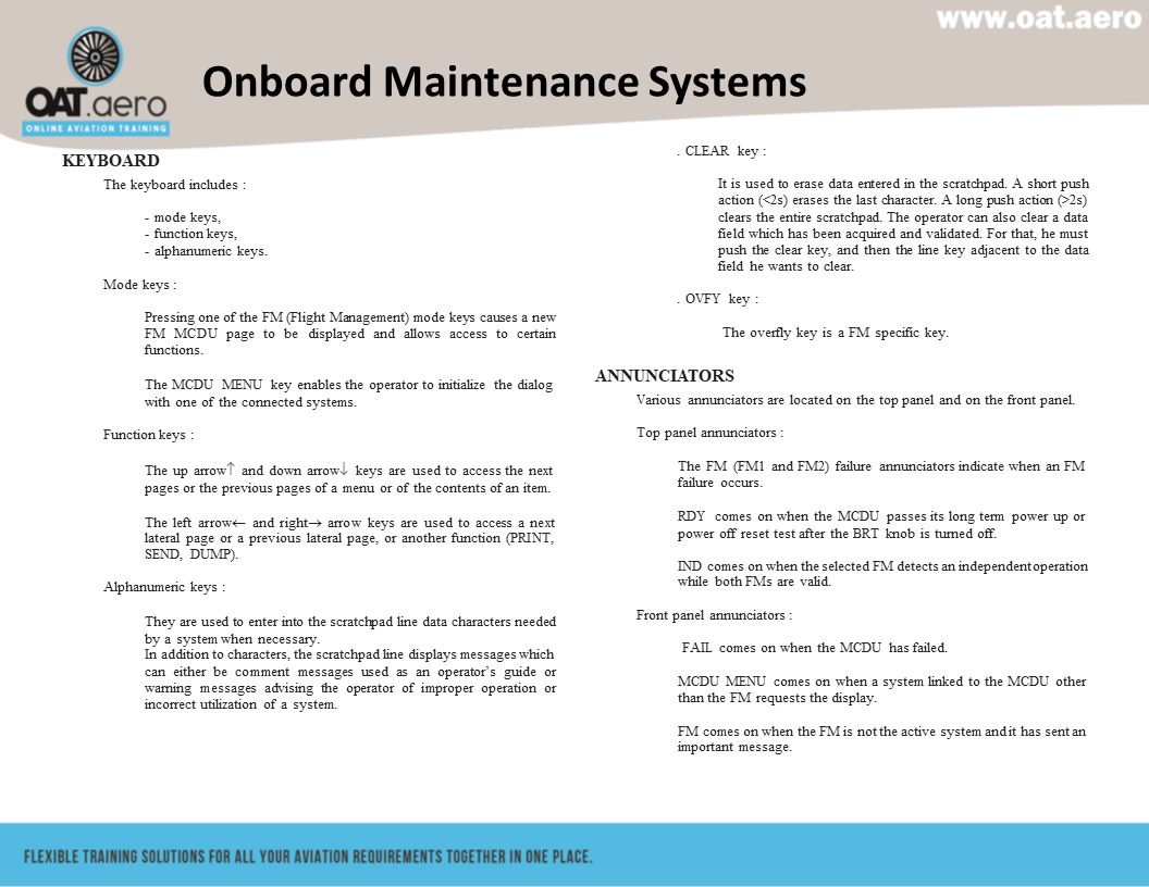 A330 80hr Gen Fam Module 20 Onboard Maintenance - Online Aviation Training