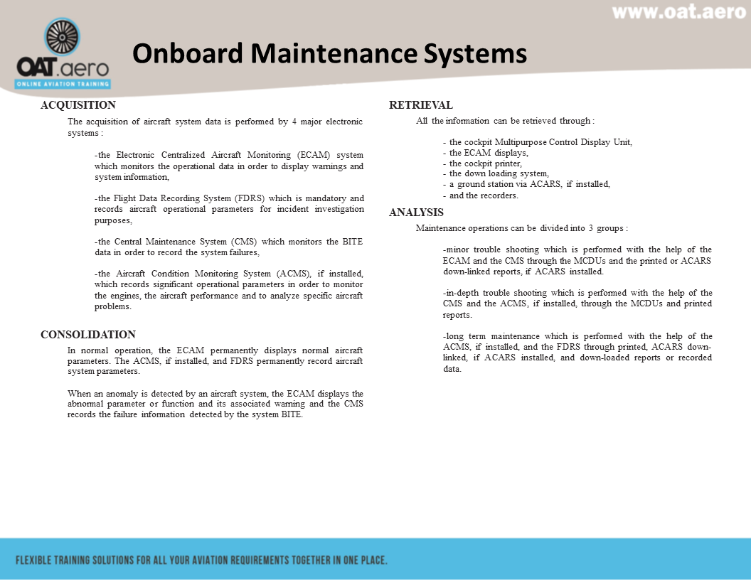 A330 80hr Gen Fam Module 20 Onboard Maintenance - Online Aviation Training
