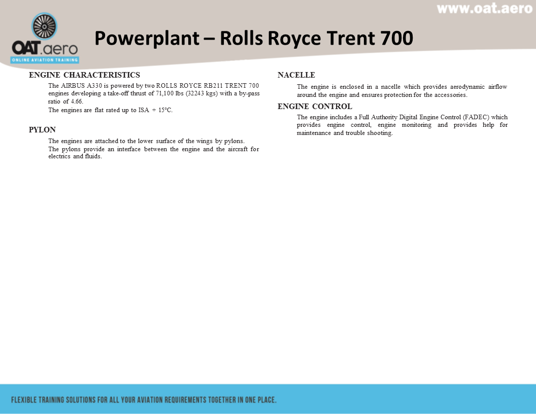 A330 80hr Gen Fam Module 23 Powerplant Trent 700 - Online Aviation Training