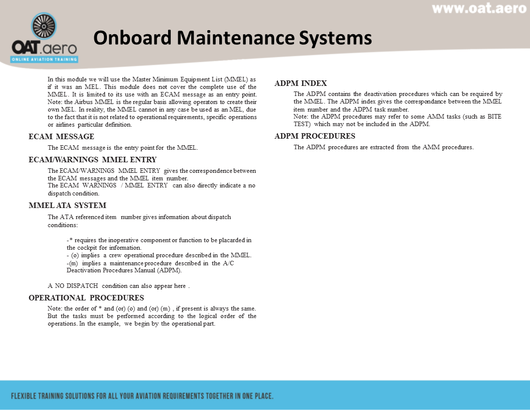 A330 80hr Gen Fam Module 20 Onboard Maintenance - Online Aviation Training