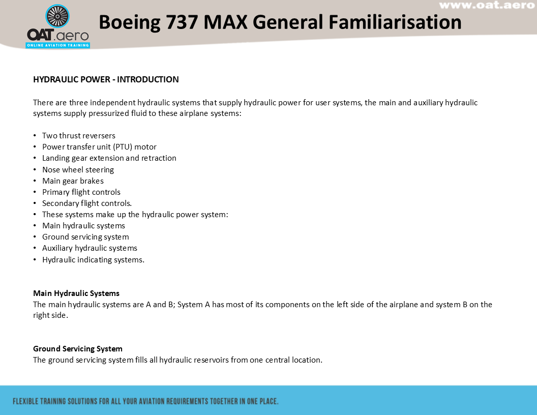 Boeing 737 MAX – One Day General Familiarisation - Online Aviation Training